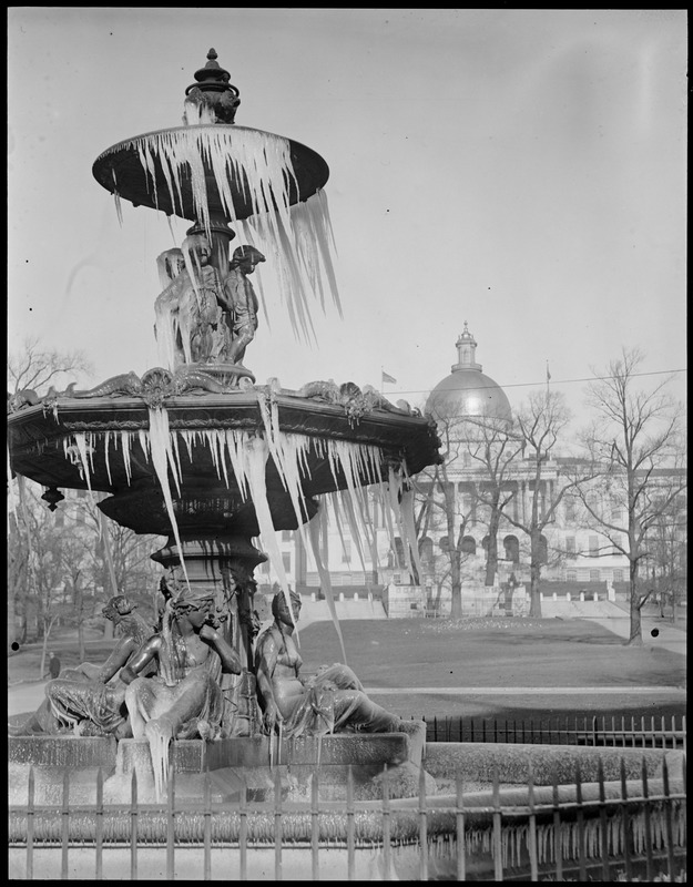 Frozen fountain, Boston Common - Digital Commonwealth