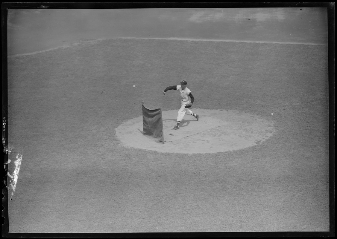 Ted Williams pitching batting practice - Digital Commonwealth
