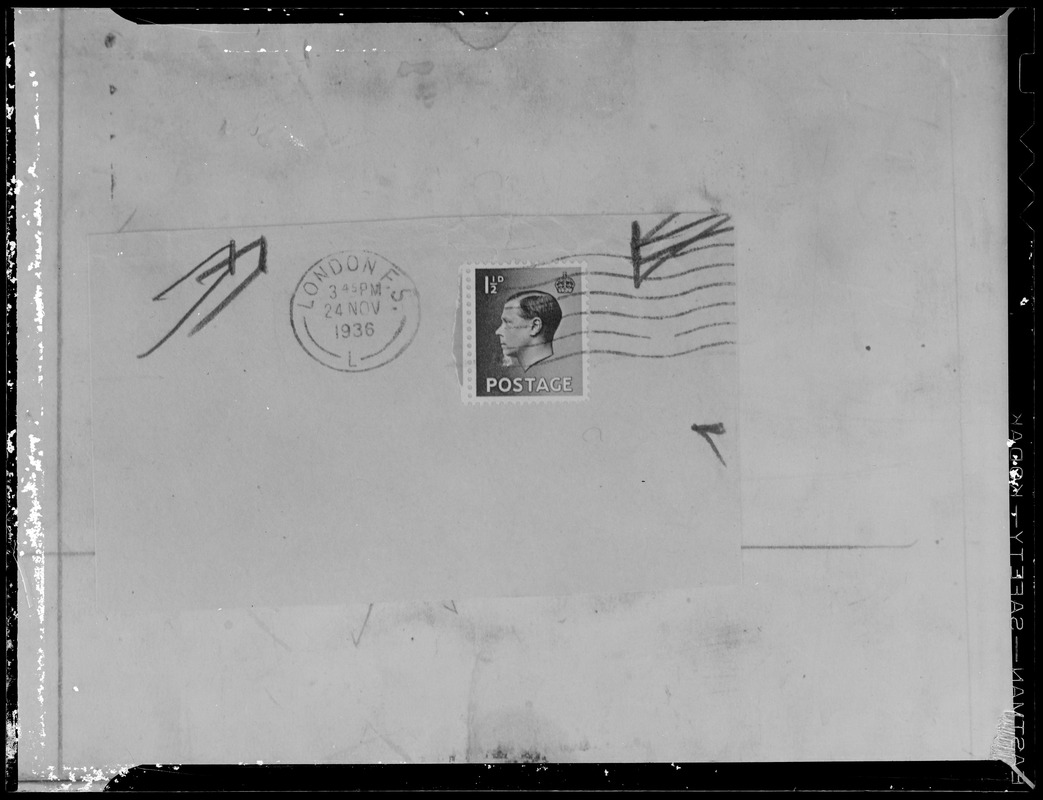 Photo of letter with stamp - Digital Commonwealth