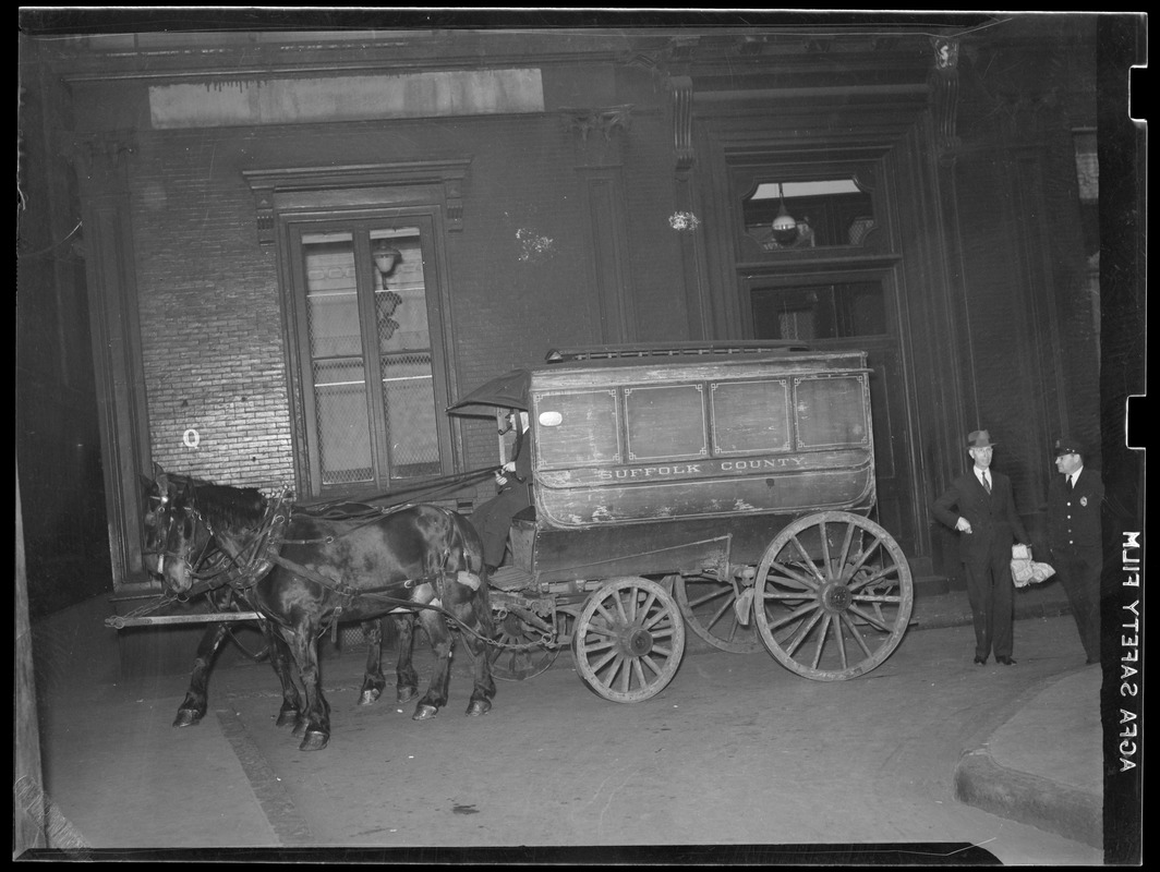 Horse drawn cart for transporting prisoners to Suffolk County Court ...