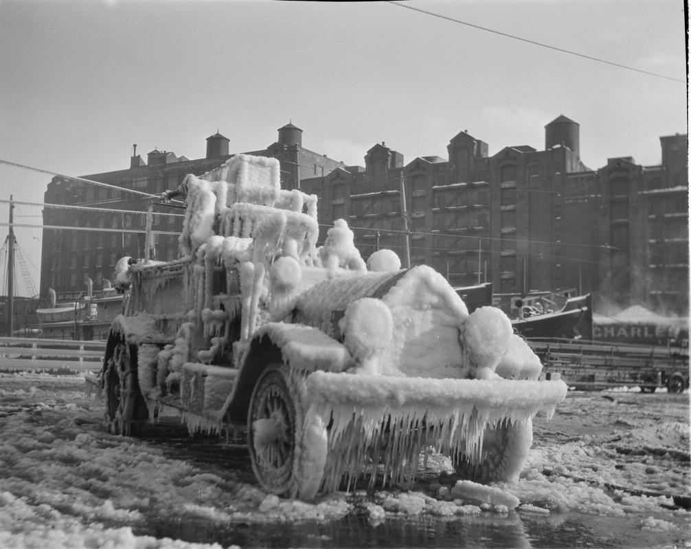 Ice covered fire engine - Digital Commonwealth