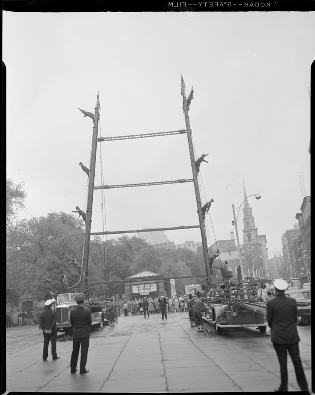 Fire dept. ladder demonstrations on Boston Common - Digital Commonwealth