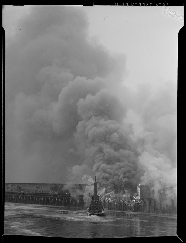 Four alarm fire at Pier 45 in Charlestown - Digital Commonwealth