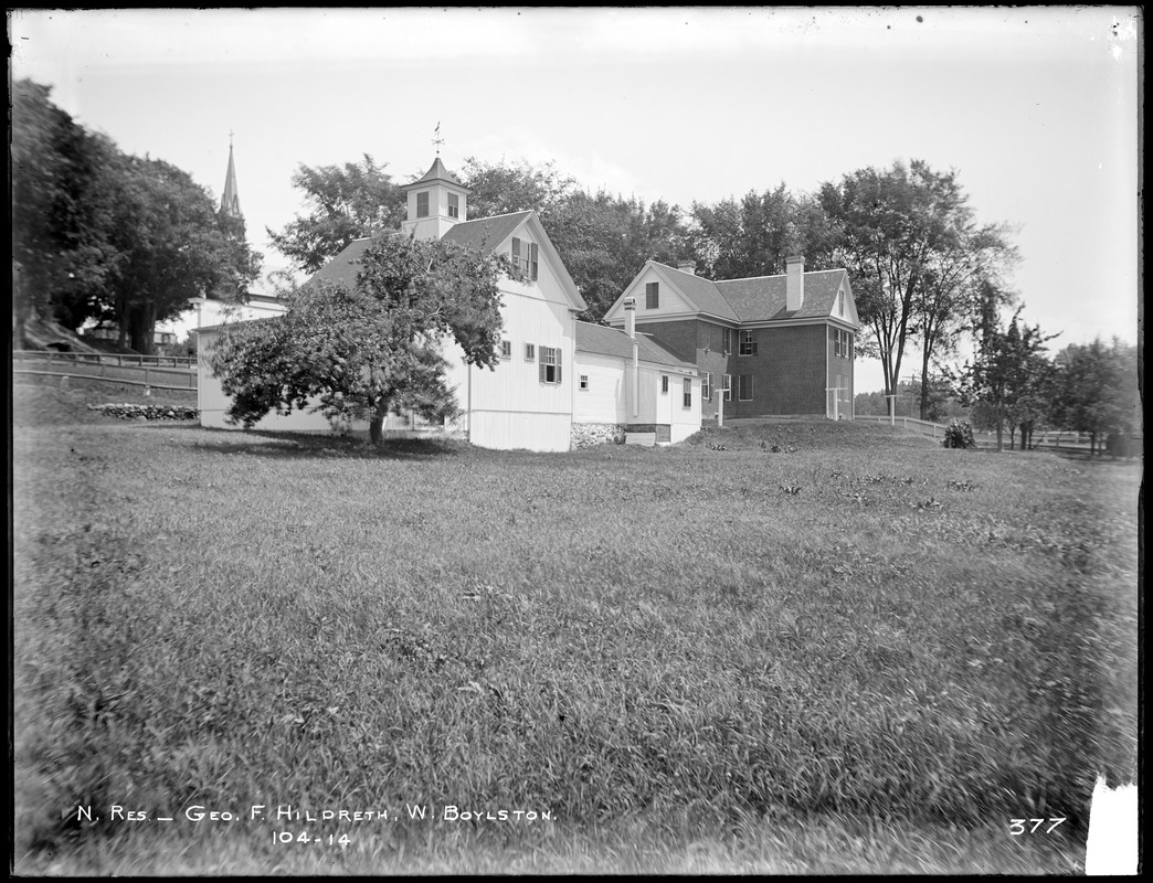 Wachusett Reservoir, George F. Hildreth's house, corner of Holbrook and ...