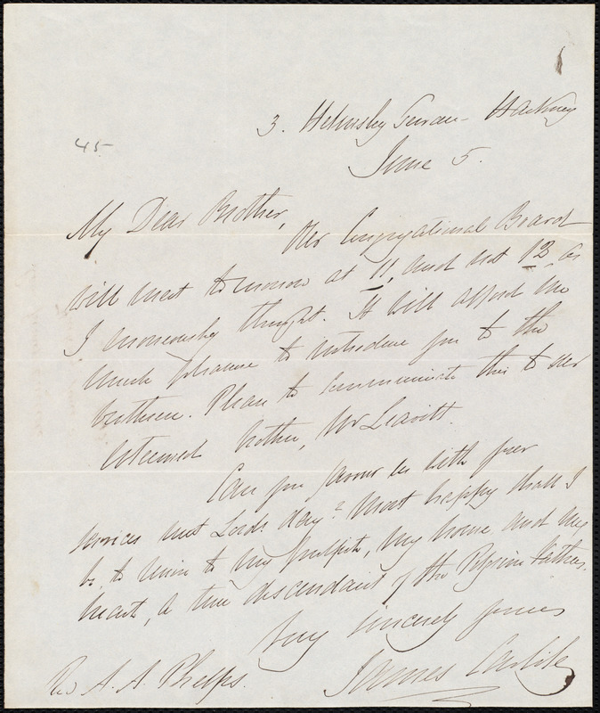 Letter from James Carlile, London, to Amos Augustus Phelps, June 5 [1843] - Digital Commonwealth