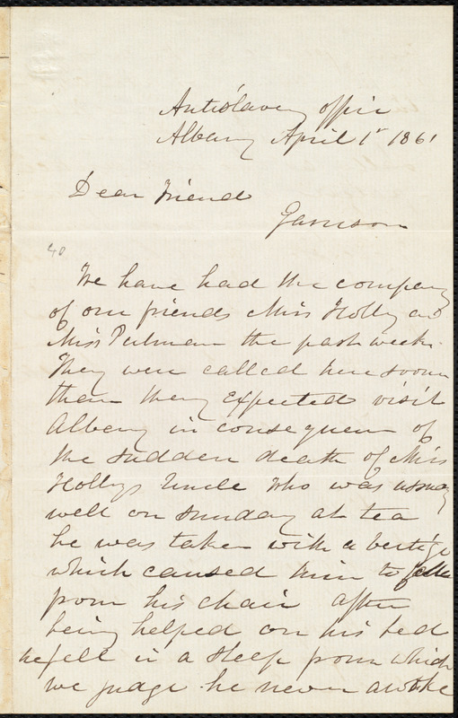 Letter from Lydia Mott, Albany, [N.Y.], to William Lloyd Garrison ...