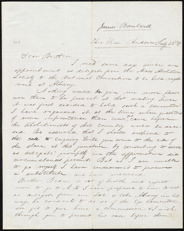 Letter from James Boutwell, Andover, to Amos Augustus Phelps, July 23d 1839 - Digital Commonwealth