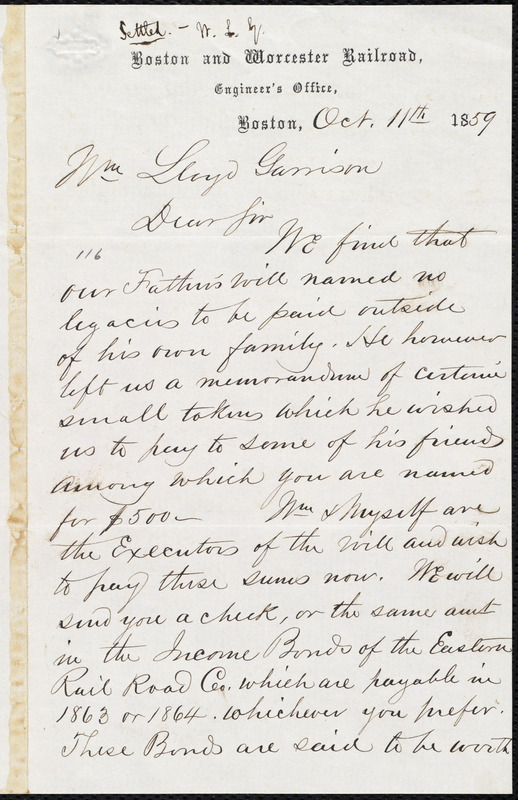 Letter from Edward Southwick Philbrick, Boston, [Mass.], to William ...