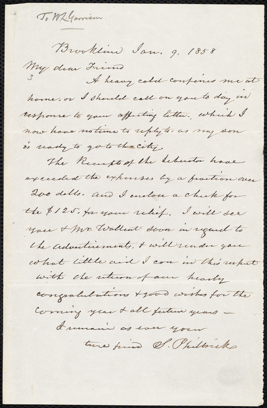 Letter from Samuel Philbrick, Brookline, [Mass.], to William Lloyd ...