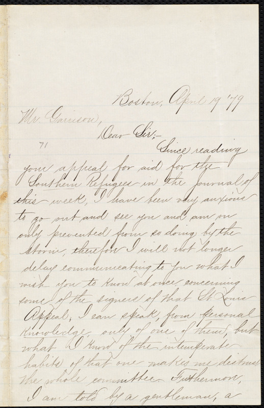Letter from Josephine St. Pierre Ruffin, Boston, [Mass.], to William ...