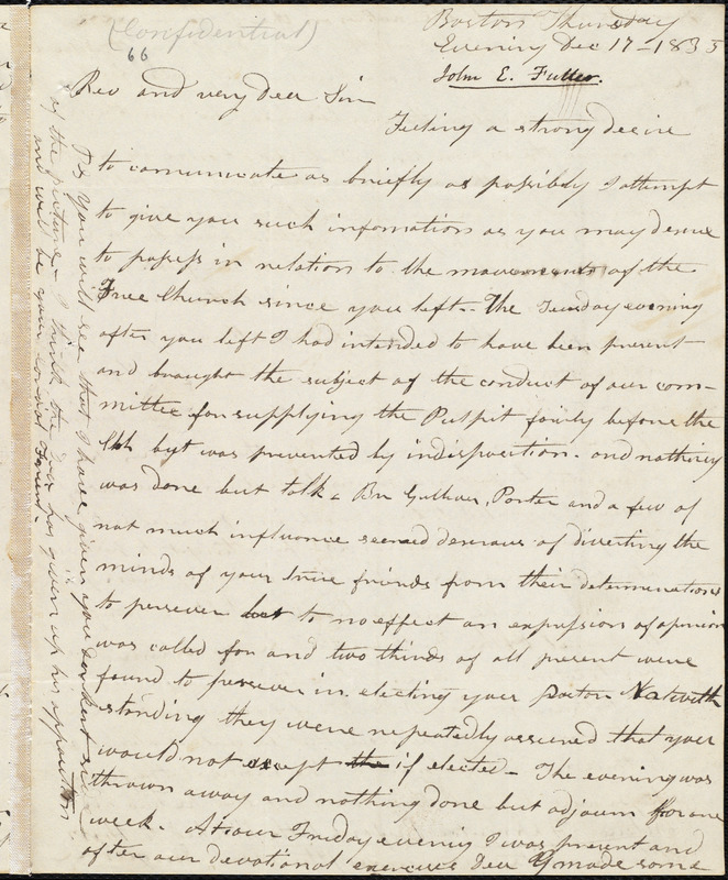 Letter from John Emery Fuller, Boston, to Amos Augustus Phelps, Dec 17 ...