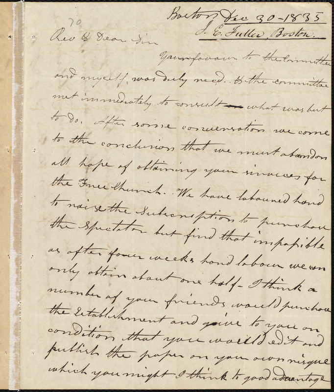 Letter from John Emery Fuller, Boston, to Amos Augustus Phelps, Dec 30-1835 - Digital Commonwealth