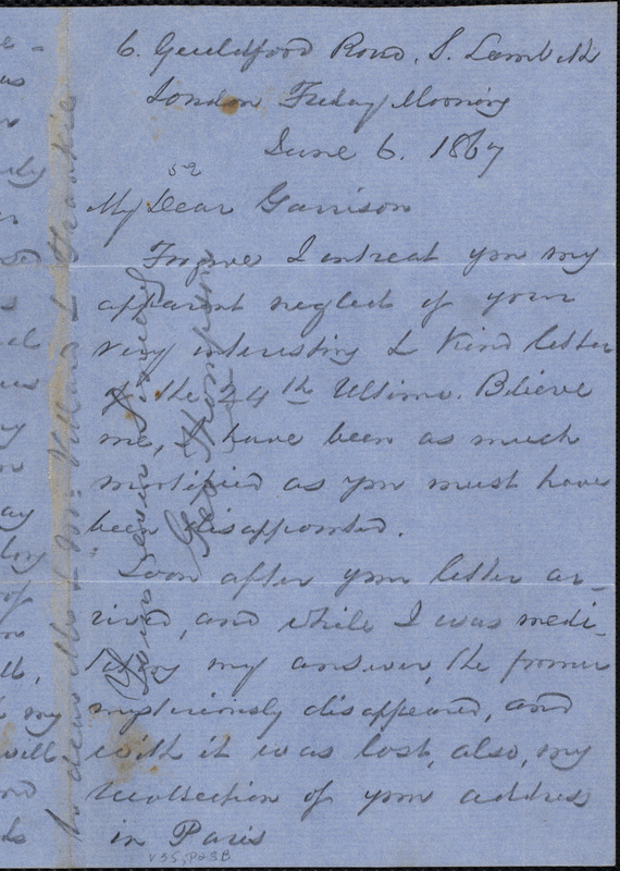 Letter from George Thompson, London, to William Lloyd Garrison, June 6 ...