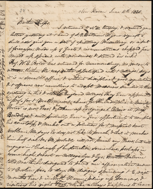 Letter from George Jeffrey Tillotson, New Haven, to Amos Augustus ...