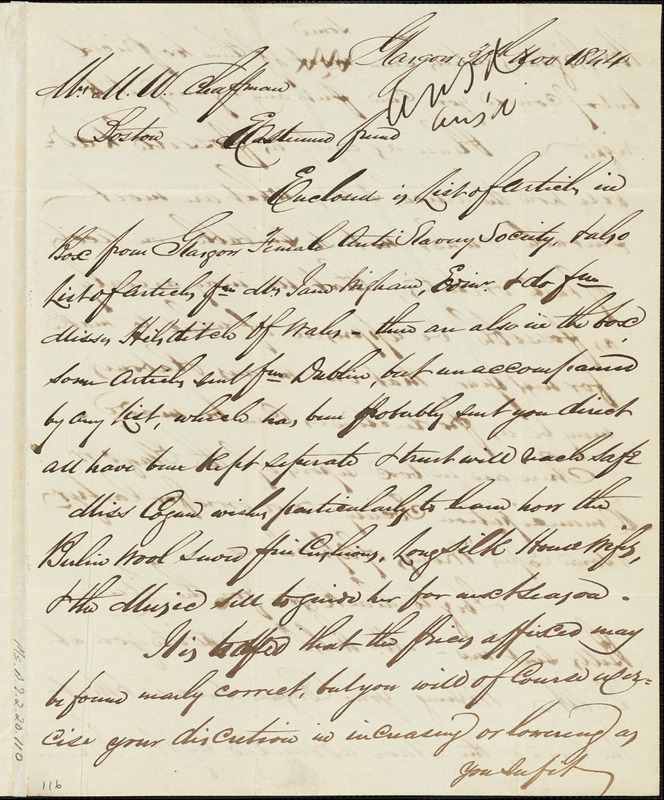 Letter from Catherine Paton, Glasgow, [Scotland], to Maria Weston ...