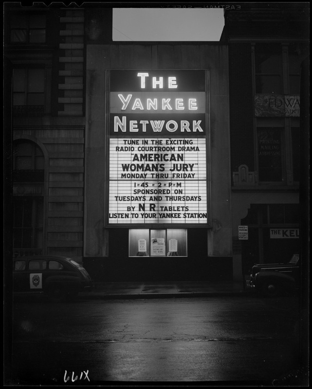 Yankee Network letter board sign advertising American Woman's Jury on ...
