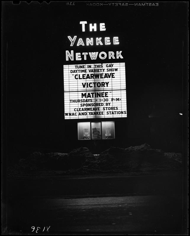 Yankee Network letter board sign advertising Clear Weave Victory ...