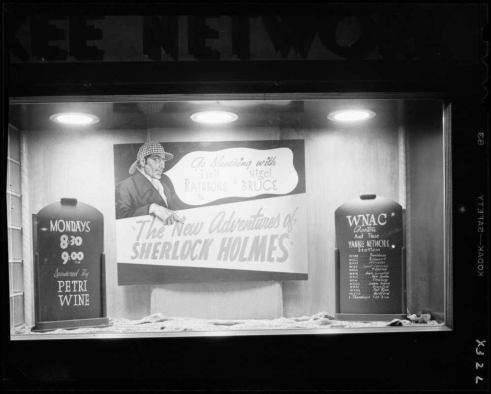 Window display for The New Adventures of Sherlock Holmes on WNAC ...