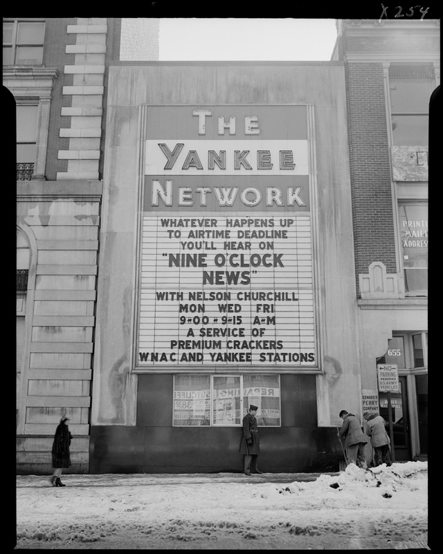 Yankee Network letter board sign advertising Nine O'Clock News with ...