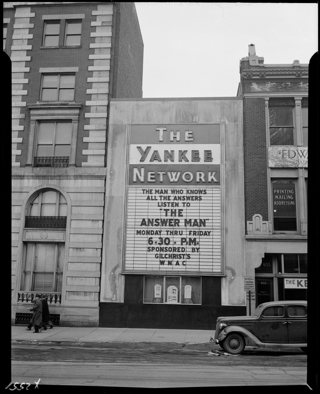 Yankee Network letter board sign advertising The Answer Man on WNAC ...