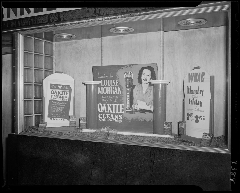 Window display for Louise Morgan on WNAC sponsored by Oakite - Digital ...