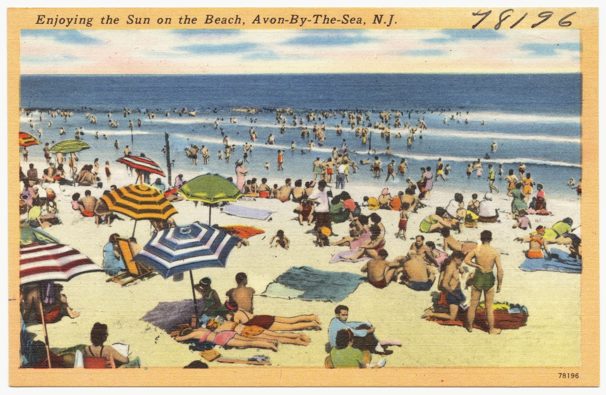 Enjoying the sun on the beach, Avon-by-the-Sea, N.J. - Digital Commonwealth