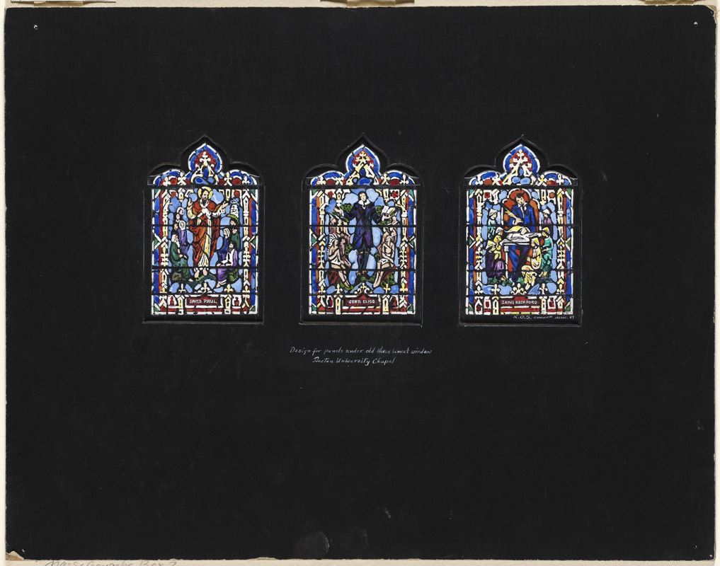 Design for panels under old three lancet window, Boston University ...