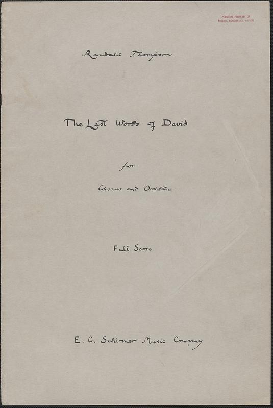 The last words of David : for chorus and orchestra ; Full score ...