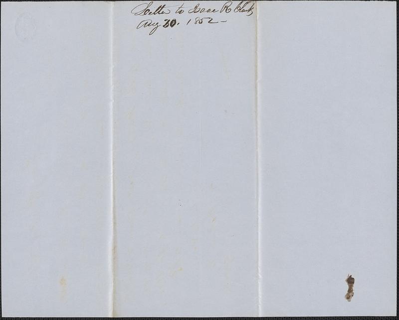 Samuel Warner to Isaac R. Clark, 30 August 1852 - Digital Commonwealth