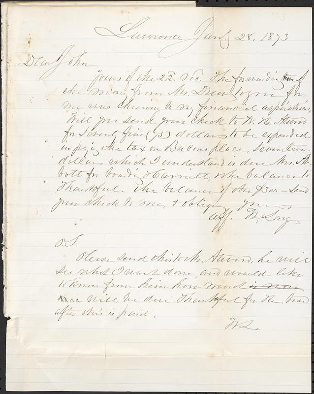 Letter from Zadoc Long to John D. Long, January 28, 1873 - Digital ...