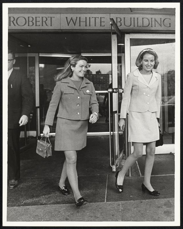 Mrs. Kevin White (right) & sister Nancy Galvin leave MGH after visit ...