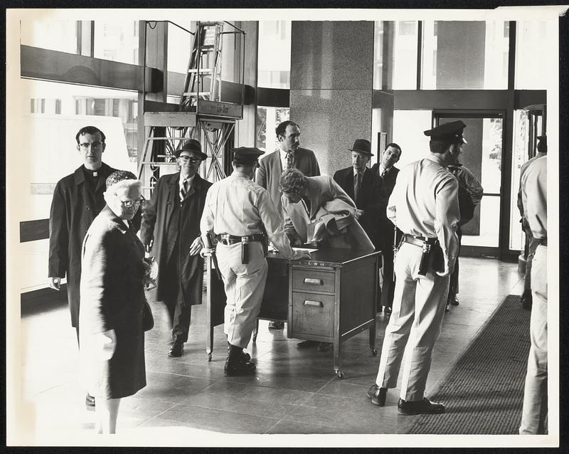 JFK Building- Security Check during anti war protests in Boston ...