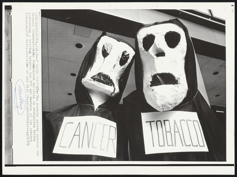 Tobacco Protest--Two pickets parade outside the Federal Communications ...