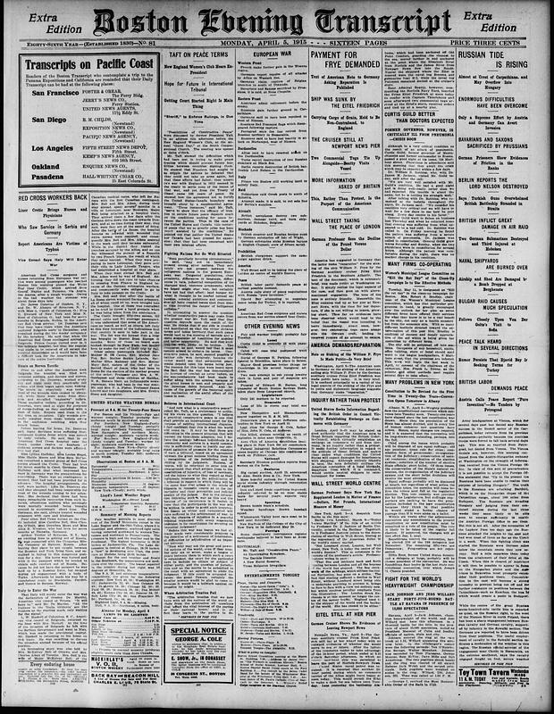 Boston Evening Transcript. April 05, 1915 - Digital Commonwealth