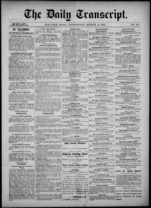 The Daily Transcript. March 14, 1883 - Digital Commonwealth