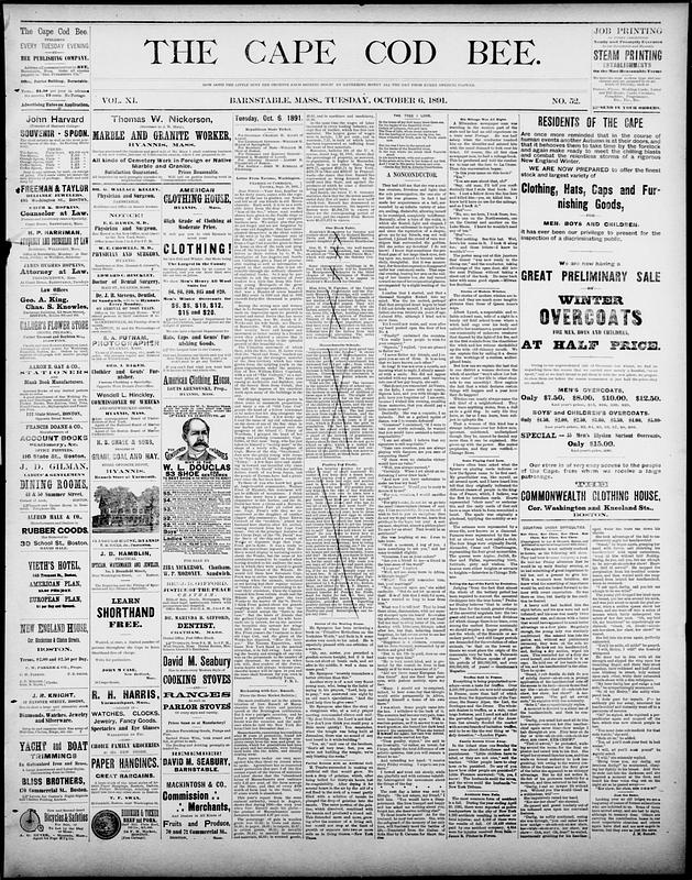 The Cape Cod Bee. October 06, 1891 - Digital Commonwealth
