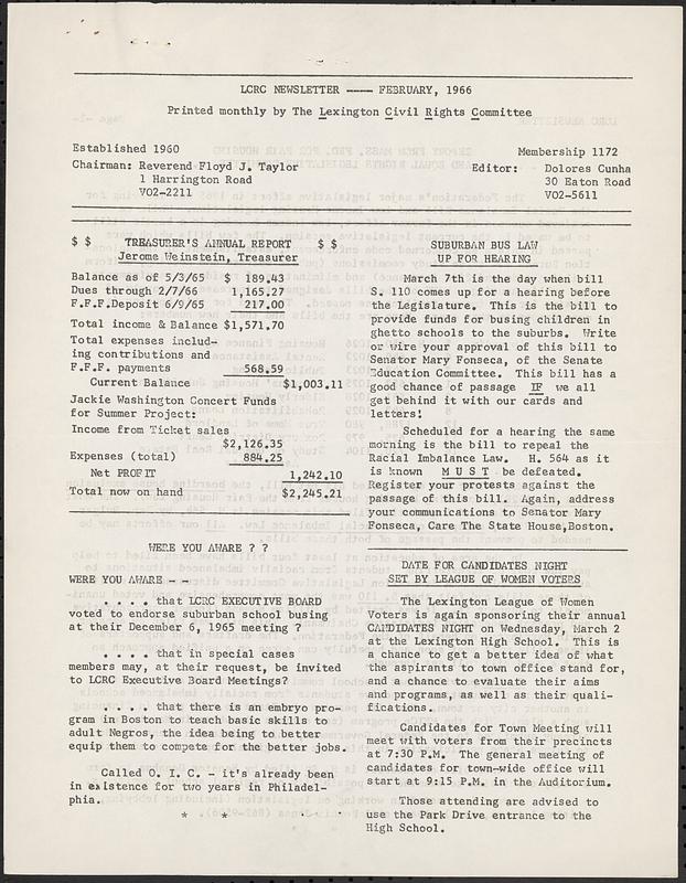 LCRC February 1966 Newsletter - Digital Commonwealth