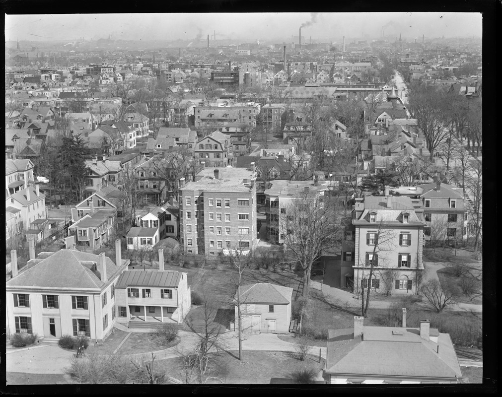 Panorama of Cambridge from Harvard's Memorial Hall looking toward ...