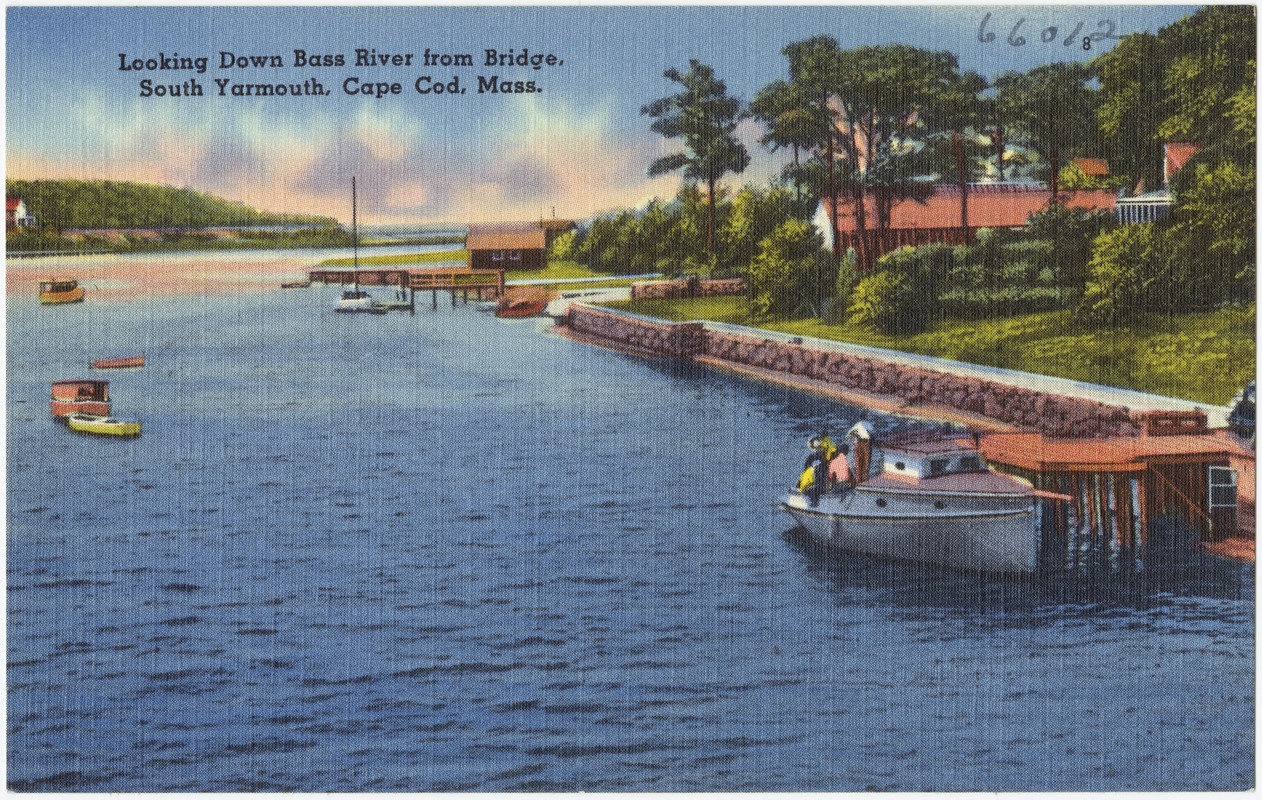 Looking down Bass River from bridge, South Yarmouth, Cape Cod, Mass ...