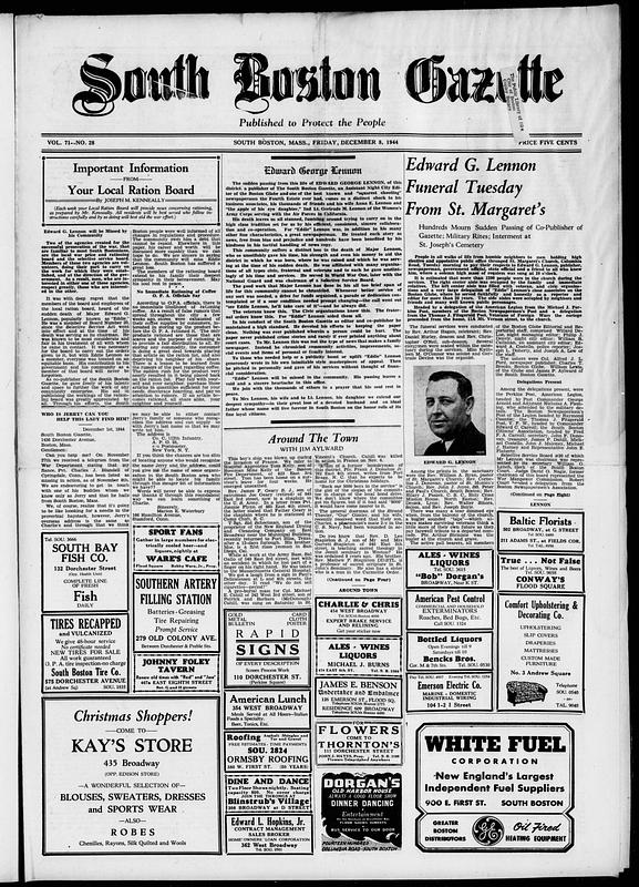 South Boston Gazette. December 08, 1944 - Digital Commonwealth