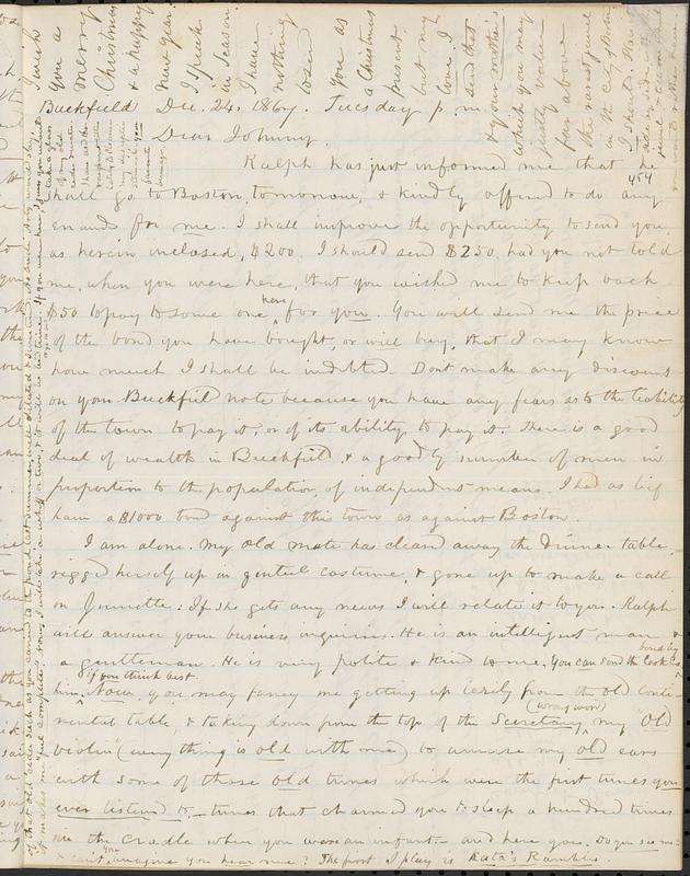 Letter from Zadoc Long to John D. Long, December 24, 1867 - Digital ...