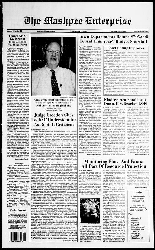 The Mashpee Enterprise. August 29, 2003 - Digital Commonwealth