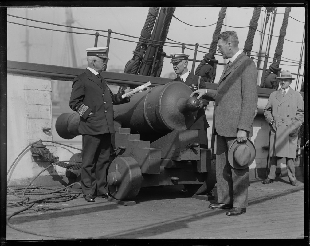 Secretary of Navy Wilbur inspecting guns of USS Constitution - Digital ...