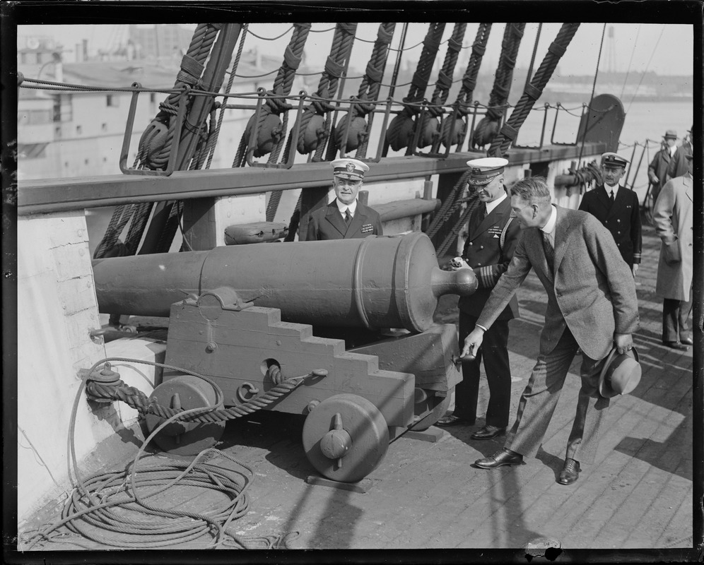 Secretary of Navy Wilbur inspecting guns of USS Constitution - Digital ...