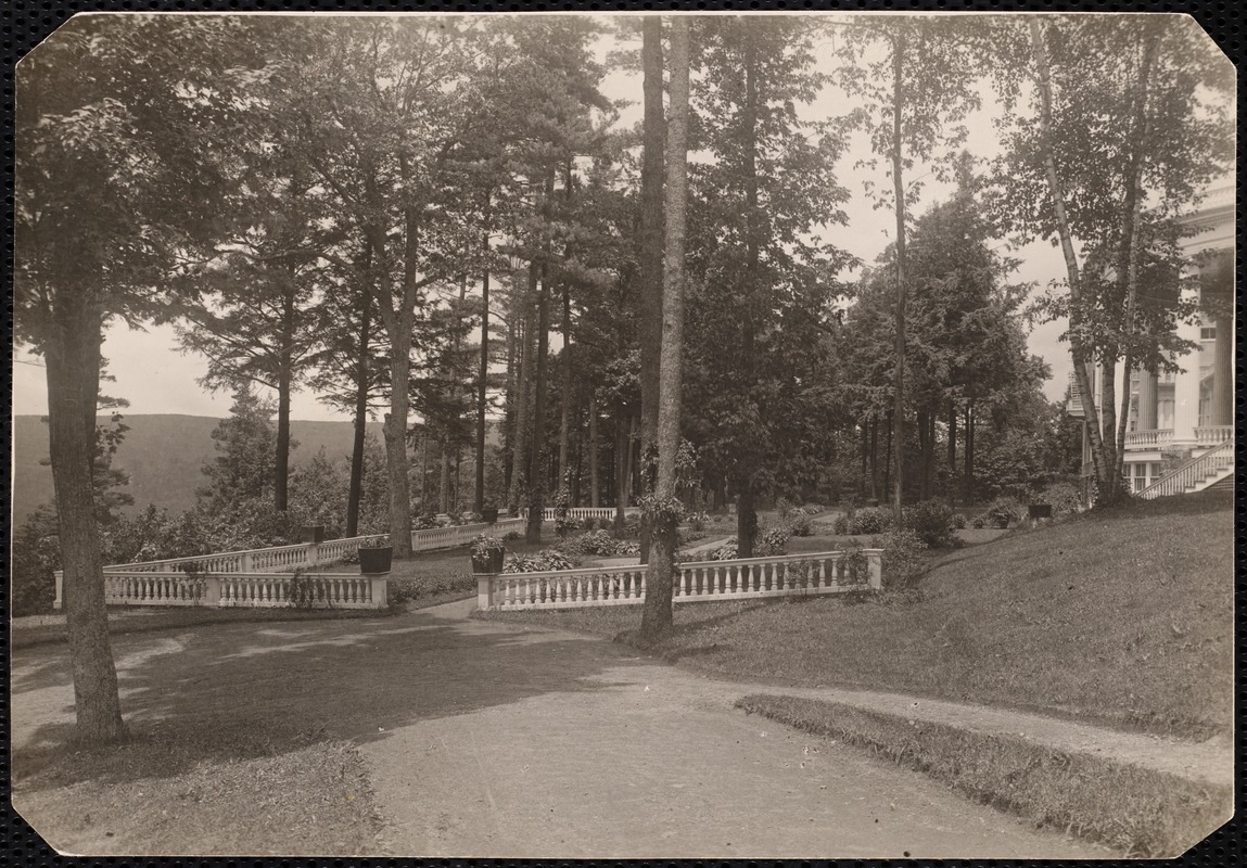 Aspinwall Hotel: white fences around paths - Digital Commonwealth