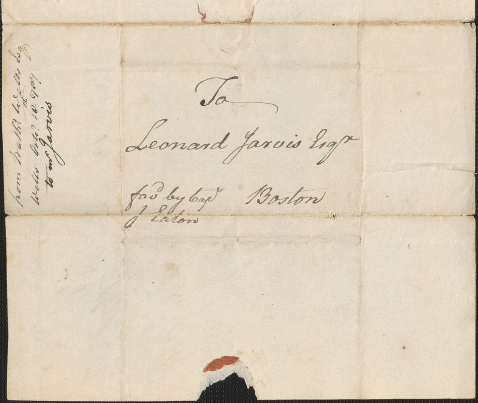 Nathaniel Wells to Leonard Jarvis, 18 October 1787 - Digital Commonwealth