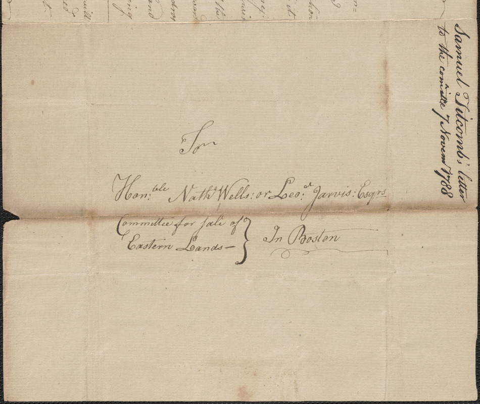Samuel Titcomb to Nathaniel Wells or Leonard Jarvis, 7 November 1788 ...