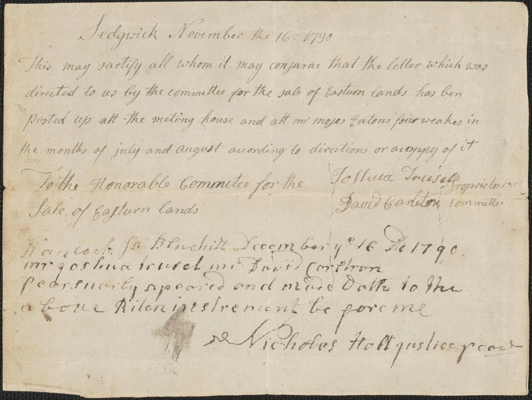 David Carleton and Joshua Trussell to the Committee for the Sale of ...