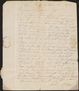 John Peters to Richard Hunnewell, 6 October 1791 - Digital Commonwealth