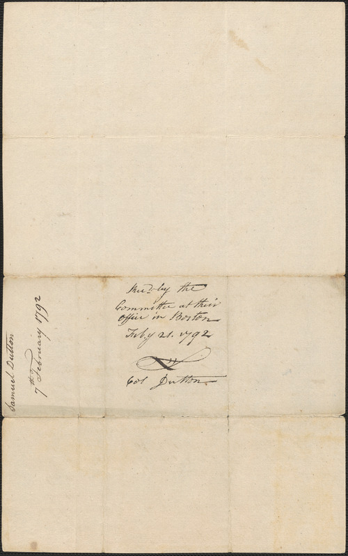 Samuel Dutton to the Committee for the Sale of Eastern Lands, 7 ...